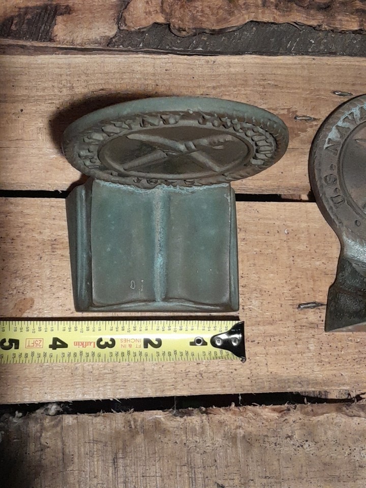 Antique Nautical Patina Solid Brass Bookends United States Naval ...