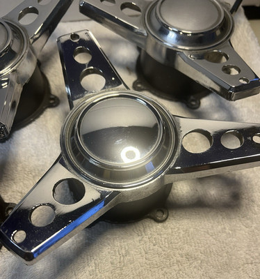 Vintage 3 Bar Knock Off Spinners NICE Chrome Center Caps 1960s' 70s ...