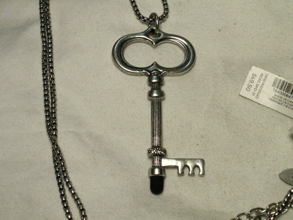 Chico's Color Argento Grande Scheletro Chiave Ciondolo Collana | eBay