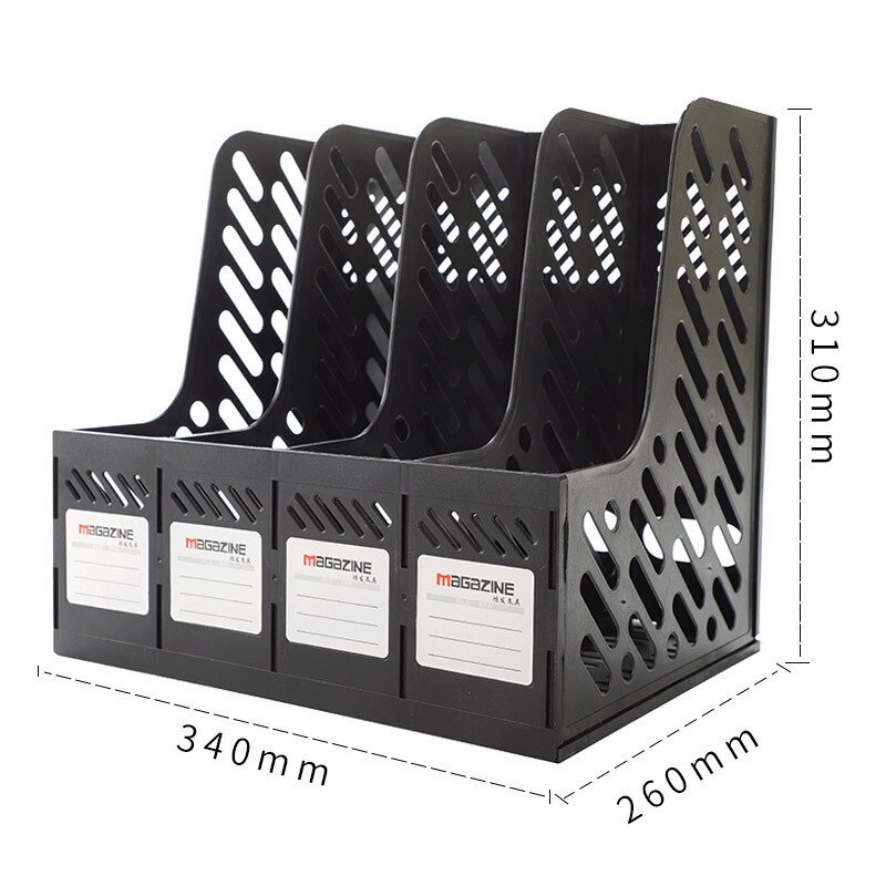 4 Slots Plastic File Shelf Rack Desktop Magazine Holders Desk Tidy ...