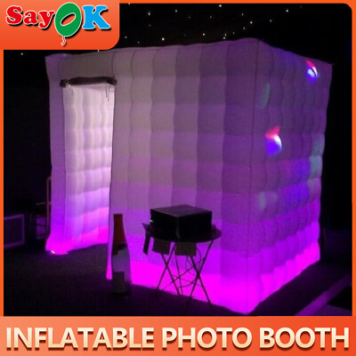 Inflatable Cube Photo Booth White Air Tent Portable Photobooth with LED ...