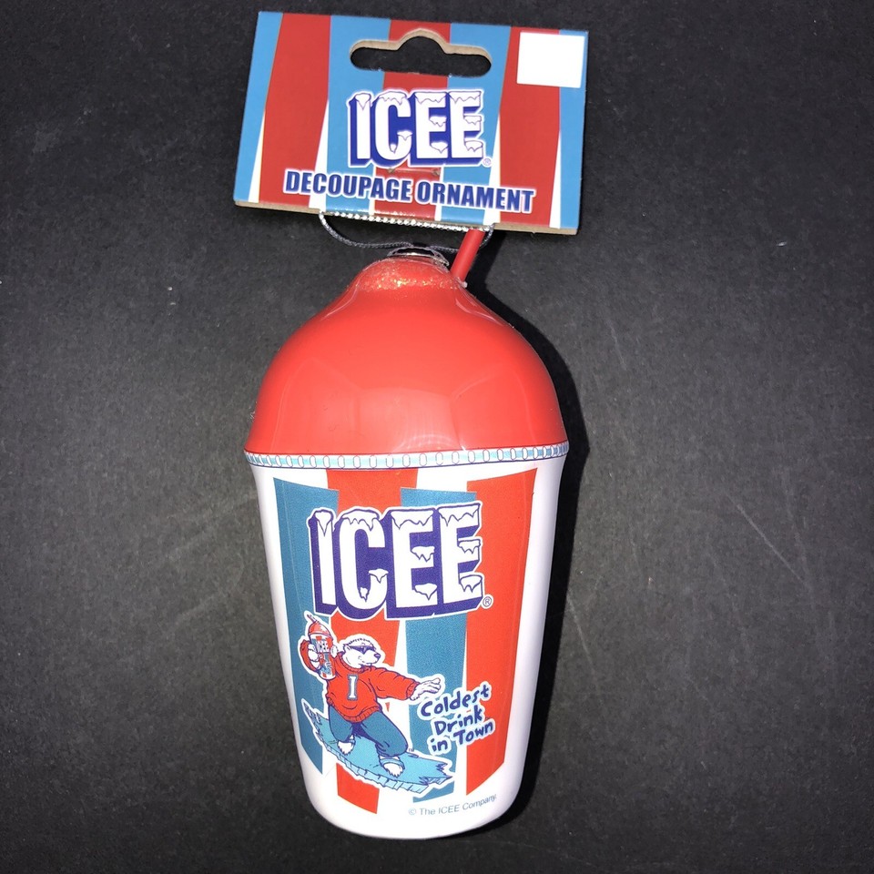 Icee Cup Decoupage Christmas Tree Ornament 4" Tall Icee Bear Red Frozen ...