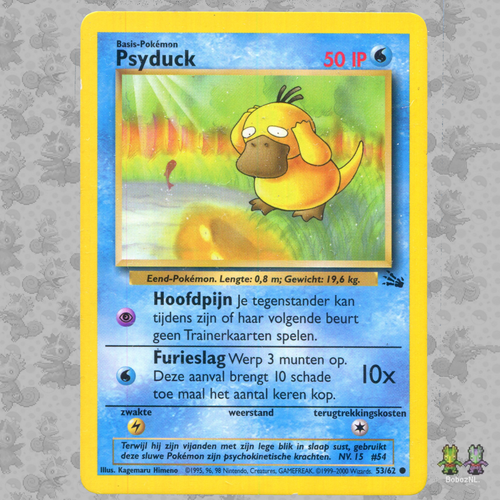 Psyduck 53/62 Dutch Fossil Unlimited NL WOTC Wizards Pokemon Card TCG ...