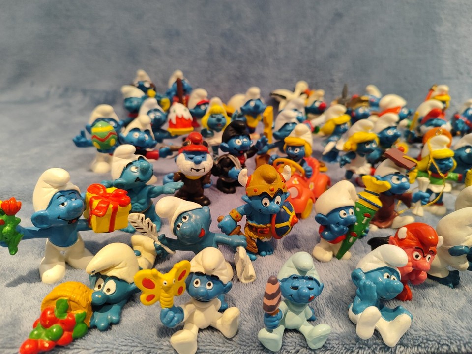 SCHLUMPFSAMMLUNG 9 PEYO 57 SCHLÜMPFE SCHLUMPF KONVOLUT ZUBEHÖR SCHLEICH ...