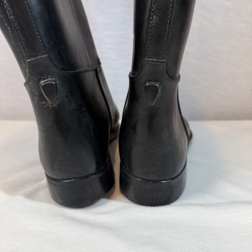 Cottage Craft Black Rubber Equestrian Horse Riding Boots 40 M Knee High ...
