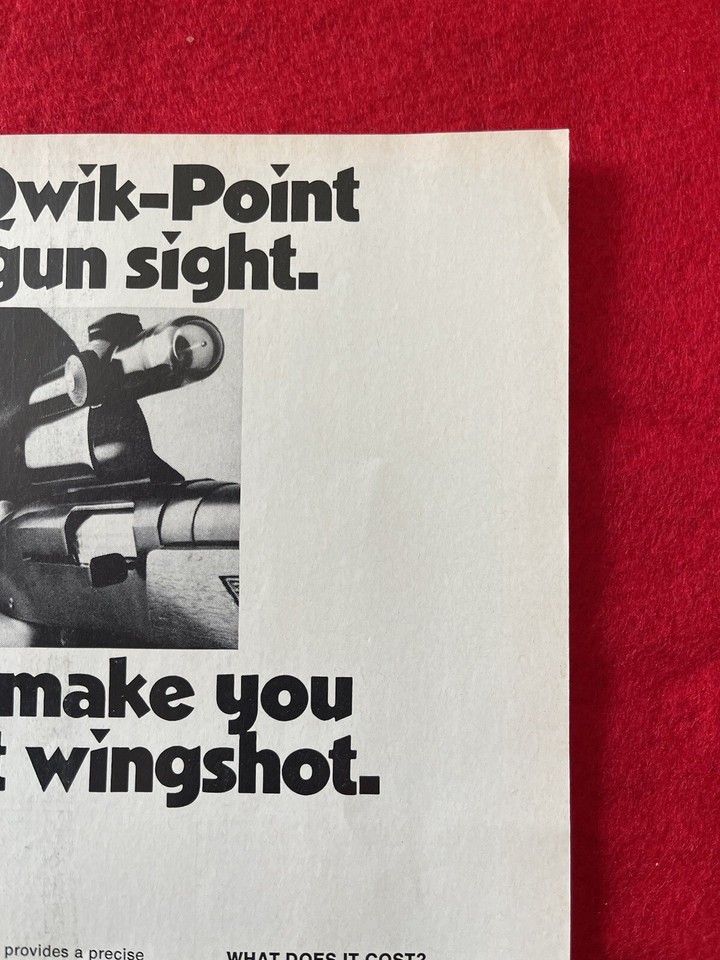 Vintage 1971 Quik Point Shotgun Sight Print Ad By Weaver | eBay