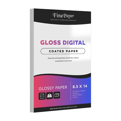 Gloss Digital Paper – 80lb Text Glossy Printer Paper – 8.5" x 14" – 100 ...
