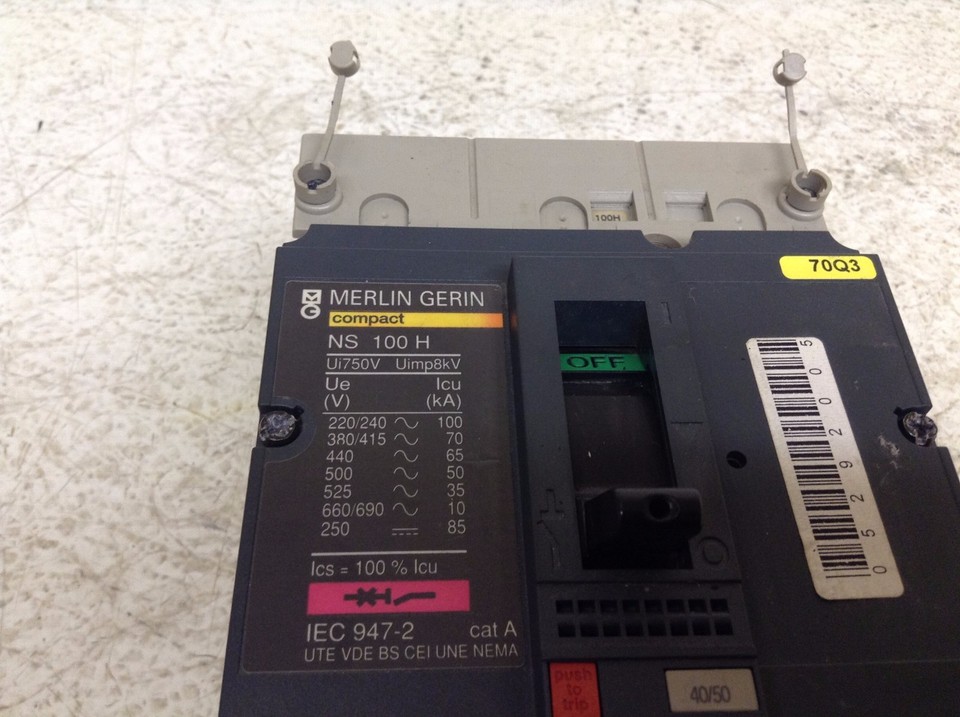 Merlin Gerin Square D NS100H NS 100 H 50 Amp 3 P Circuit Breaker TM50D ...