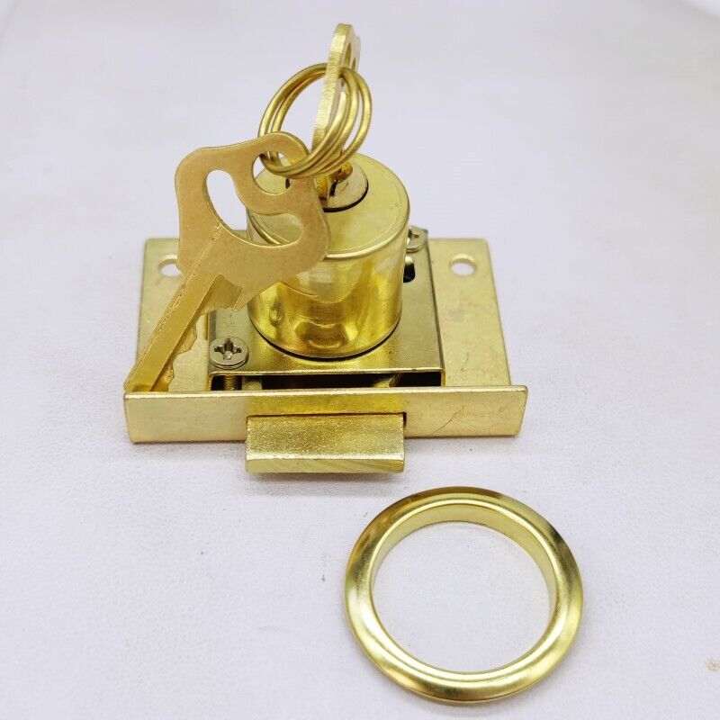 Cylinder Deadbolt Drawer Lock w 2 Keys for Cupboard Gold Tone | eBay
