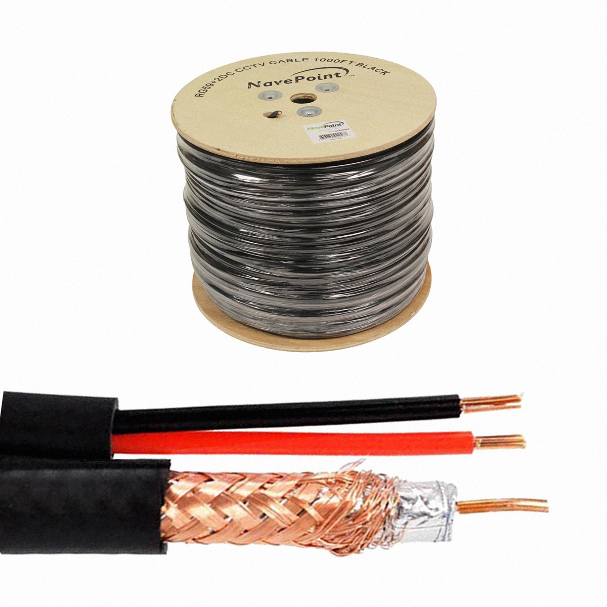 1000ft Rg59 Siamese Cable 20AWG+18/2 CCTV Security Camera Bulk Wire ...