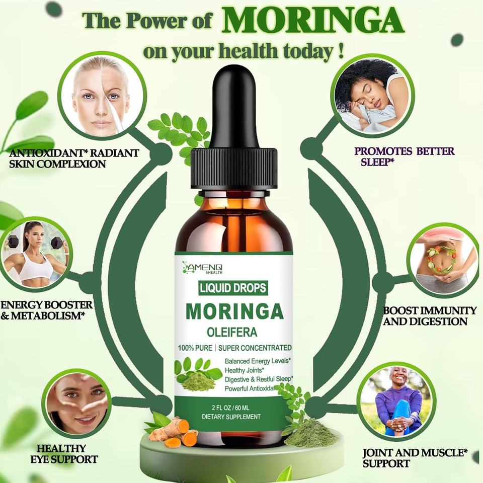 Pure Moringa Oleifera Liquid Drops, Organic Moringa Leaf Extract W ...