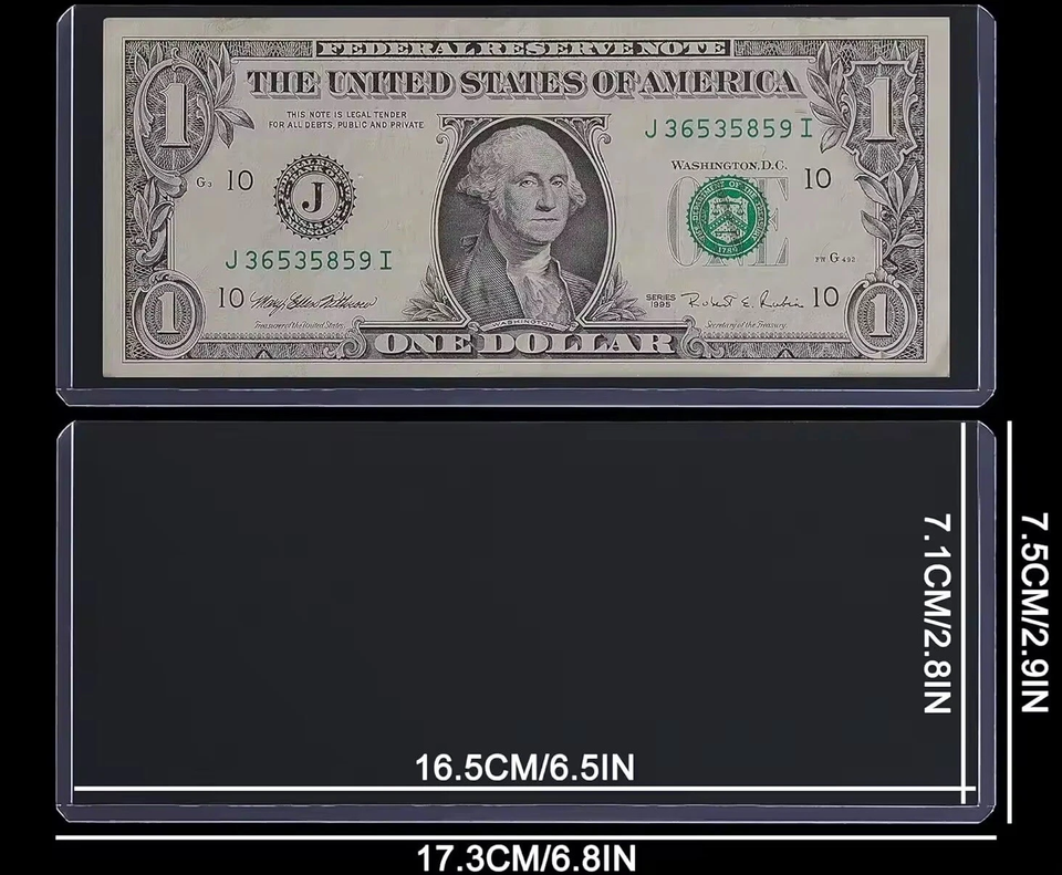50 PCS Clear Paper Money Sleeves & Holders With Storage Case For Dollar ...