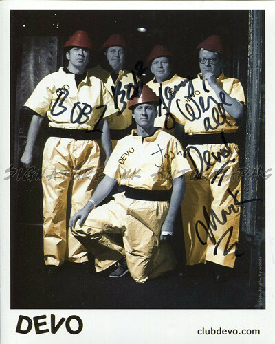 DEVO SIGNED 8x10 GROUP PHOTO SIGNED BY ALL 5 RARE reprint | eBay