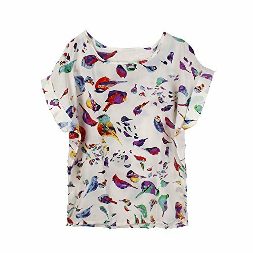 niceeshop(TM) Women Bird Geometric Print Short Sleeve Chiffon Tops ...