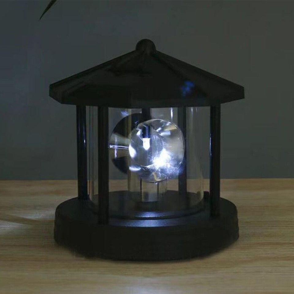 LED Solar Powered Lighthouse 360°Rotating Garden Light House Beacons ...