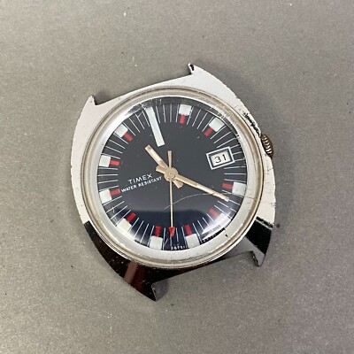 Cool 70's vintage TIMEX Watch RARE Blue & Red Dial Arrow Tip Seconds ...
