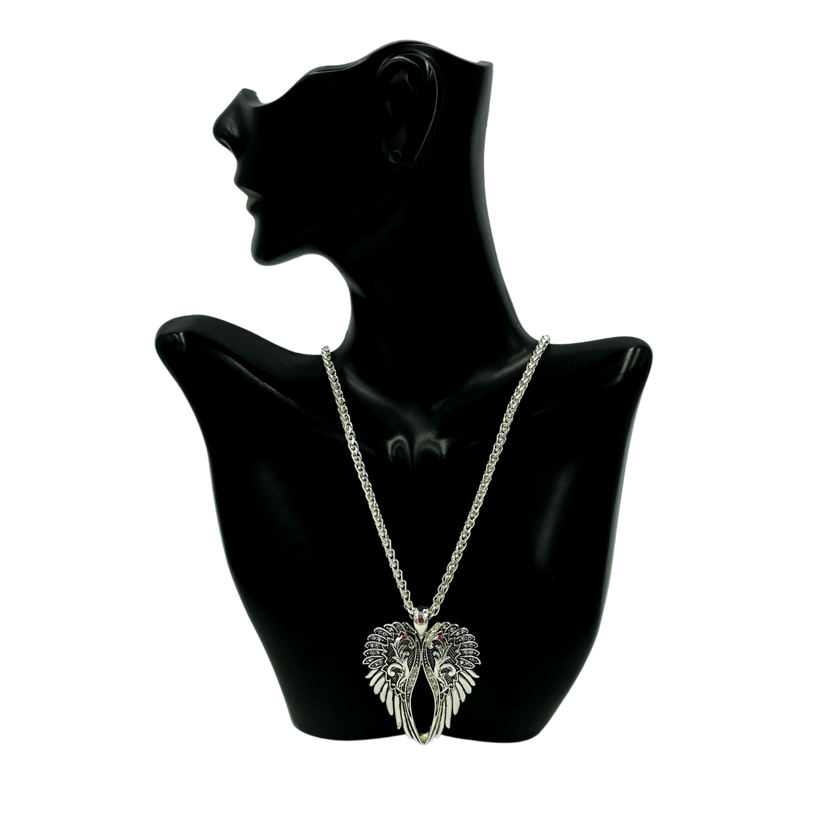 Crystal Angel Wings Pendant Necklace and Earrings Set White Gold | eBay