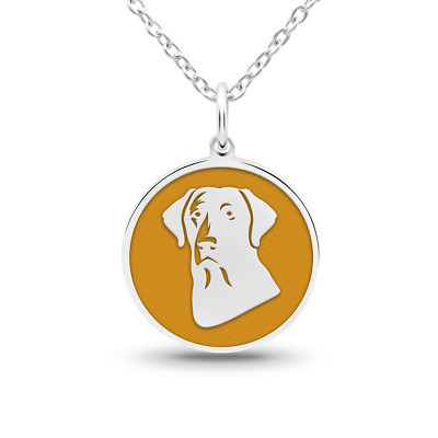 Tokemoti 925 Sterling Silver Rhodesian Ridgeback Yellow Enamel Pendant ...