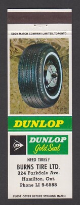 Dunlop Gold Seal Hamilton Ontario Canada Matchcover | eBay