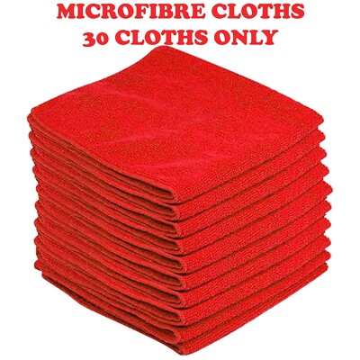 30 RED LARGE MICROFIBRE CLEANING CAR DETAILING SOFT CLOTHS WASH TOWEL ...