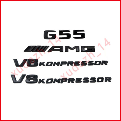 Glossy Back G55 AMG V8 KOMPRESSOR Emblem Badge Sticker Set For Mercedes ...