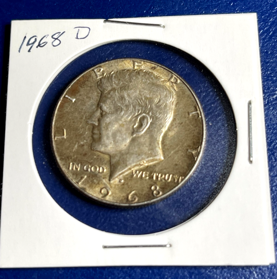 1968 - D Kennedy half dollar coin US 40 % SILVER 60 % Copper | eBay
