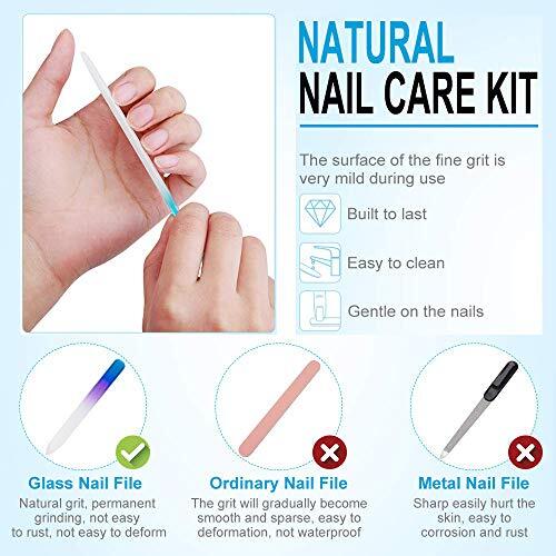 6 Pack Glass Nail File with Case, Crystal Fingernail Files Set, Multi ...