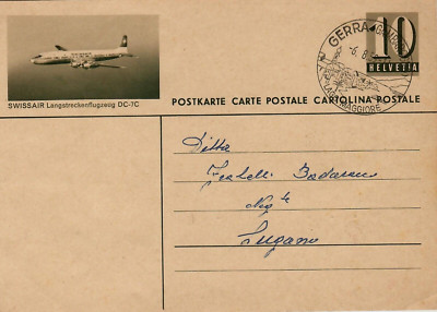 Swissair DC-7C posted posted postcard (Lugano, Switzarland) 1959 | eBay