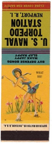 1940s WW2 Matchbook Cover Gil Elvgren Pinup Naval Torpedo Station ...