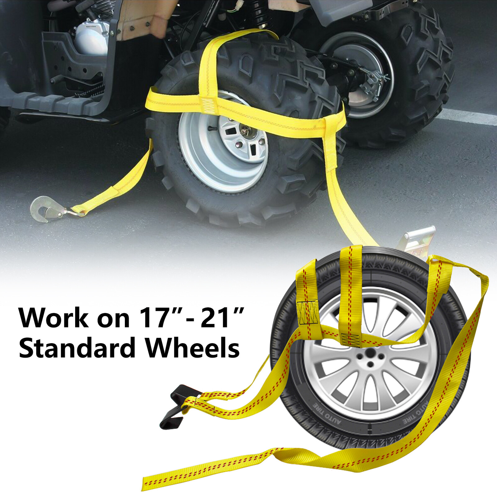 Basket Tiedown Adjustable Straps Tow Dolly Wheel Net Set Flat Hooks ...