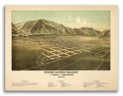 Hailey Idaho 1884 Historic Panoramic Town Map - 20x28 | eBay