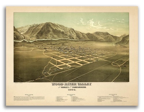 1884 Hailey Idaho Vintage Old Panoramic City Map - 18x24 | eBay