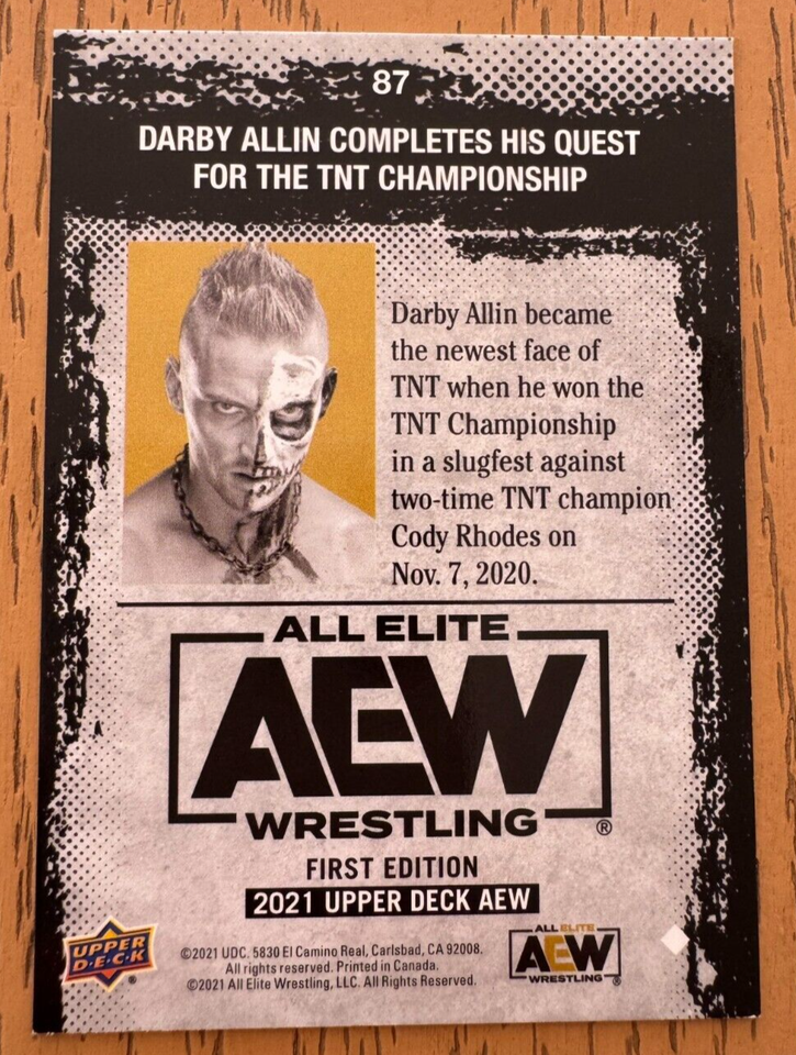 Darby Allin AEW Magazine Upper Deck Trading Card #87 2021 Pro Wrestling ...
