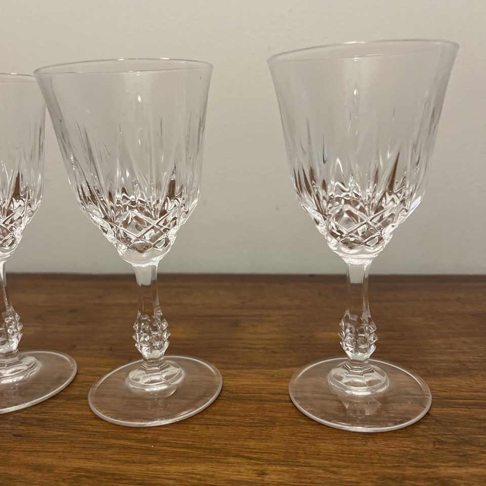 Set Of 4 Crystal Rock Water Goblet & Claret Wine Glasses Be | eBay