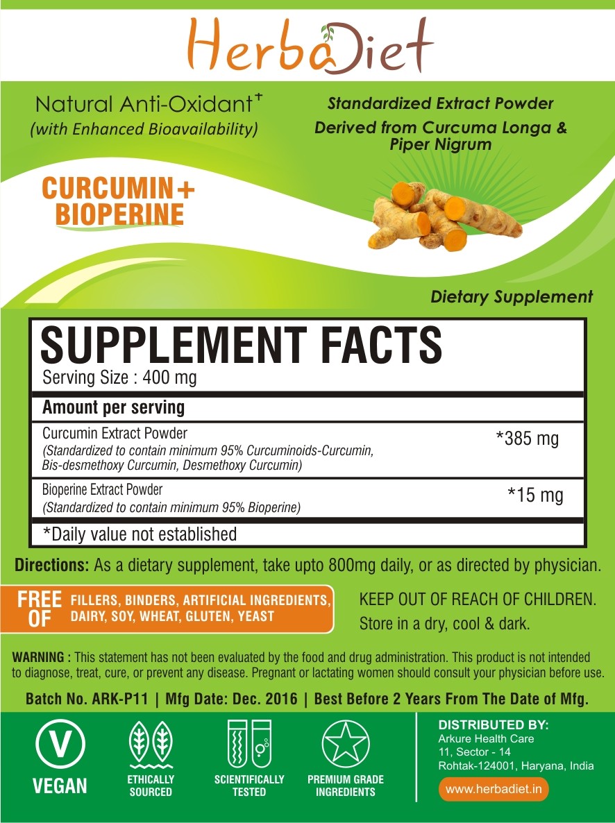 Turmeric Curcumin & Black Pepper Bioperine Powder 95% Antioxidant High ...