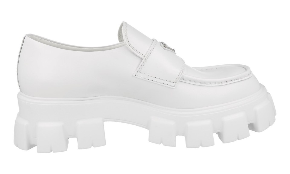 PRADA MONOLITH LOGO LOAFER SHOES 2DE129 WHITE LEATHER NEW | eBay