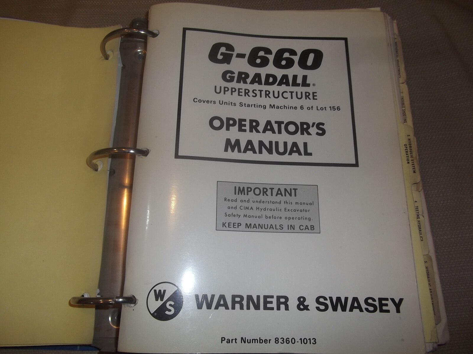 WARNER & SWASEY GRADALL G-660 EXCAVATOR OPERATOR SERVICE MANUAL | eBay