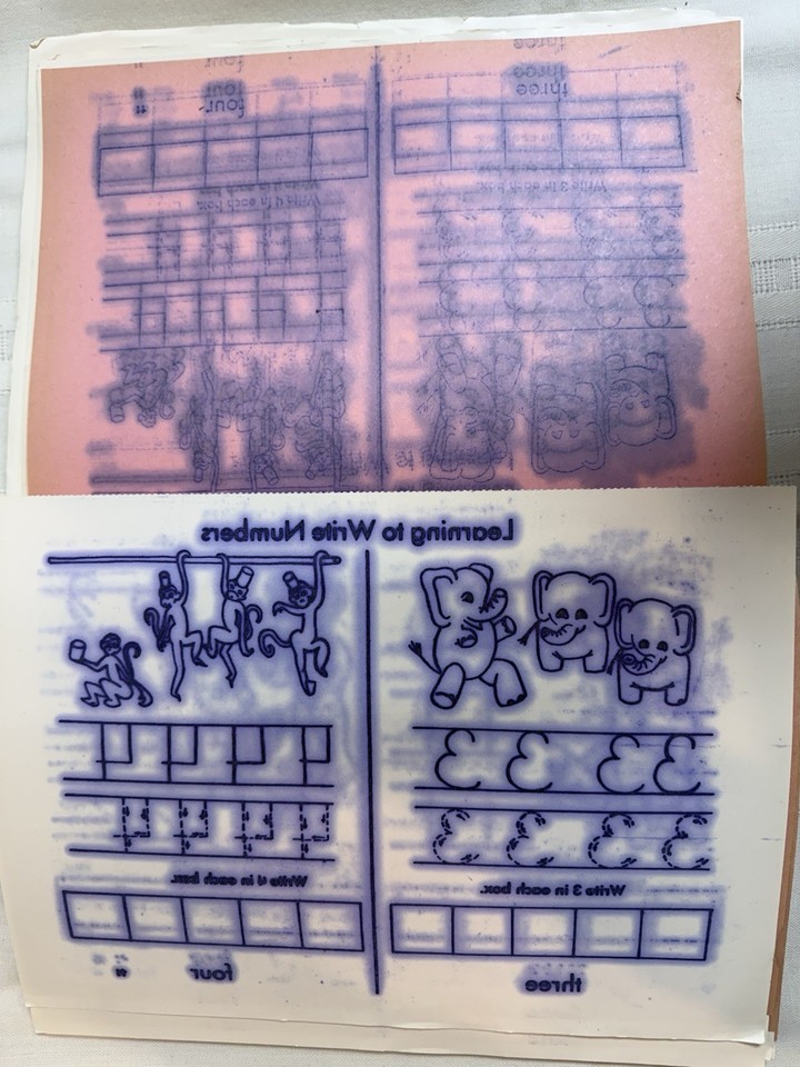 2 Vtg Hayes School Publishing Spirit/Liquid Duplicator Reading Numbers ...