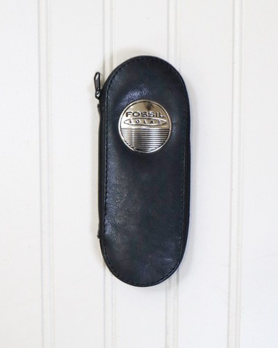 Vintage Fossil Solar Genuine Leather Zip Around Jewelry Travel Case for ...