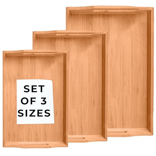 Prosumers Choice Wooden Tray - Light Brown Serving Trays with Handles ...