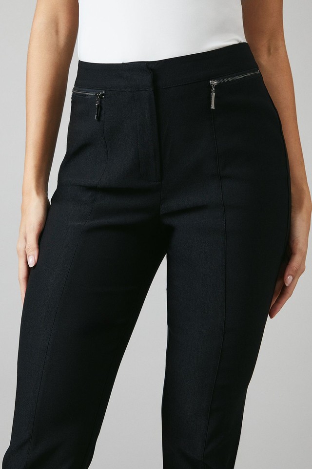 Principles Womens Trousers Black Tapered Fit Zip Pockets High Rise ...