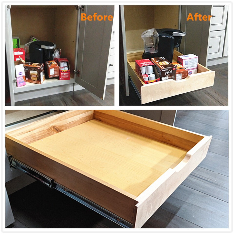 Pull Out Cabinet Drawer Roll-Out Tray Organizer pullout Organizer ...