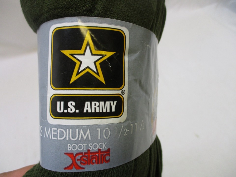 3-PACK MILITARY ISSUE BOOT SOCKS OD GREEN MED TUBE SOCK CALF LENGTH 10. ...