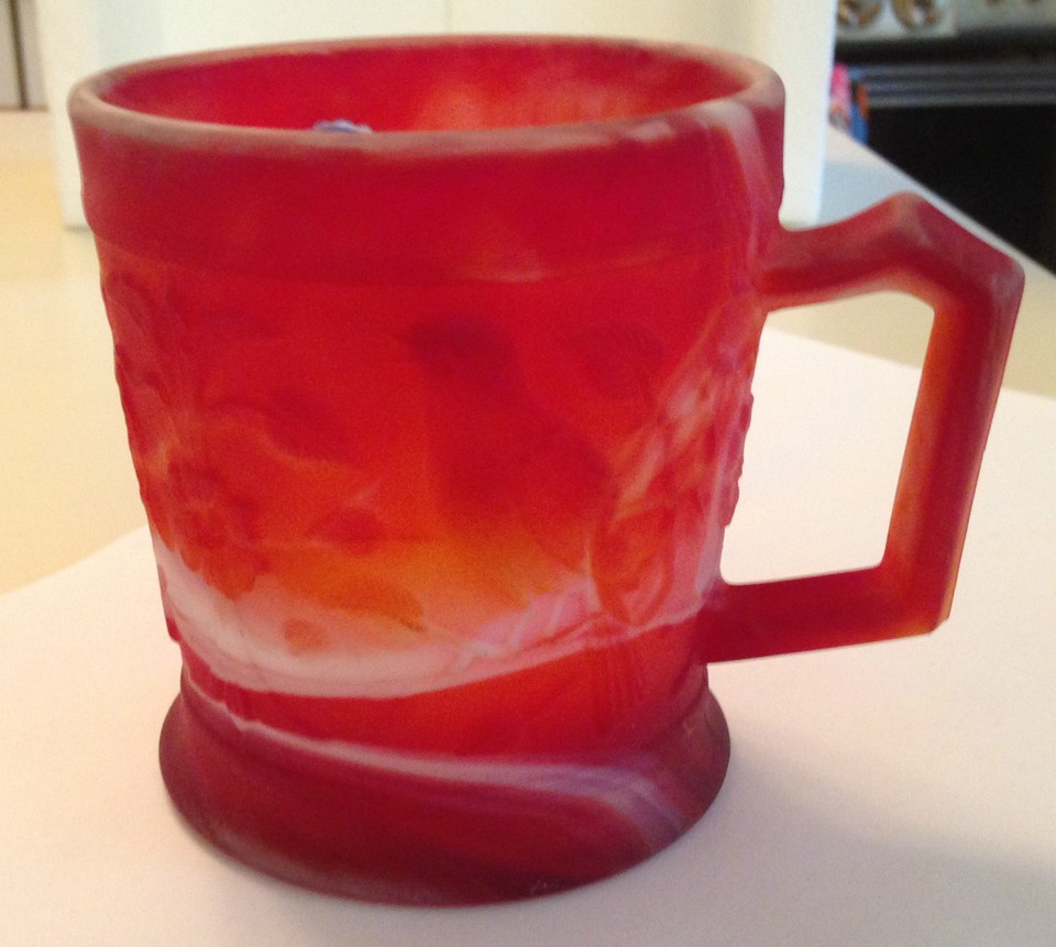 ️NEW Vtg Imperial Glass End of Day Ruby Sunset Slag Glass Mug Birds ...