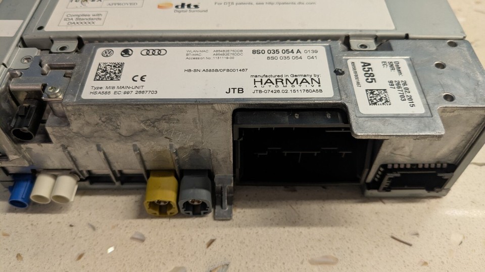 Audi TT 8S (FV) MIB2 MMI main unit (5F), UNLOCKED and coded, plug and ...