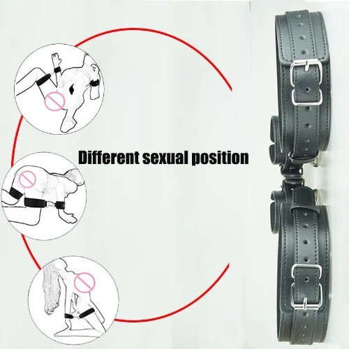 Adult Wrist&Ankle Cuff Handcuff Binding Set Leg Strap Locking Arm To ...