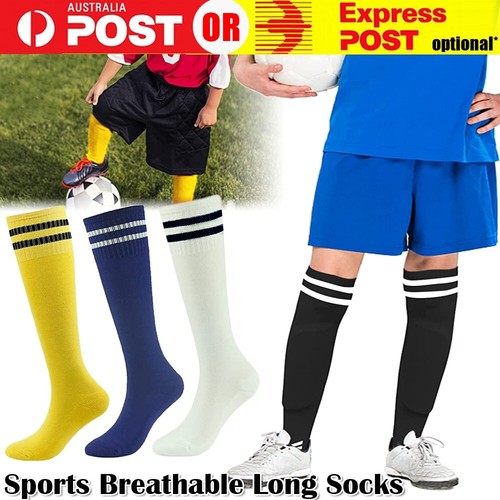 Kids Adult High Knee Soccer Socks Footy Soccer Baseball Hockey Football ...