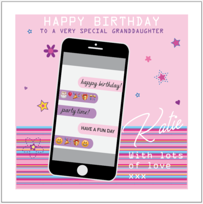 Personalised Girls Girly Mobile phone birthday card Daughter ...