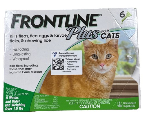 Cat Flea and Tick Treatment- Frontline Plus For Cats & Kitten 8 Weeks ...