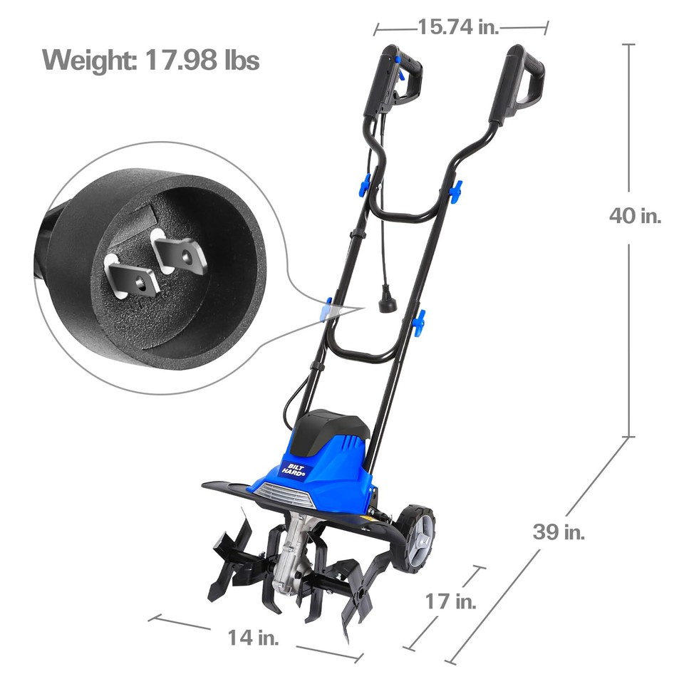 14 in Electric Tiller Cultivator Garden Rototiller 10 Amp Outdoor ...